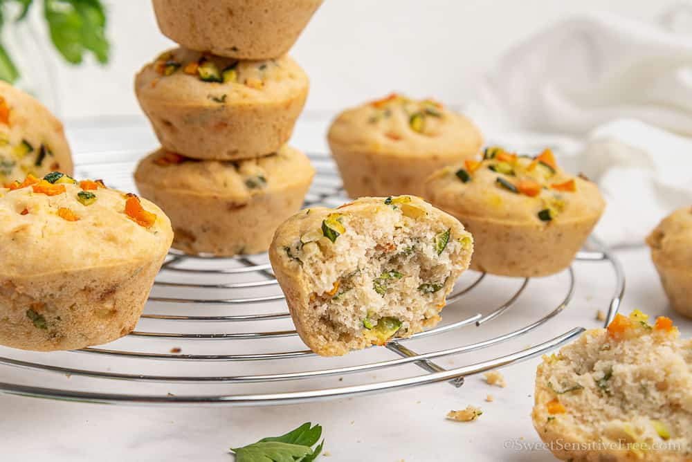 Soft Vegetable Savory Muffins | Gluten free * Vegan